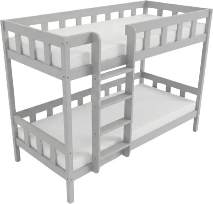 Benlemi Patrová postel PLOTTY s žebříkem 90x200 cm Zvolte barvu: Tmavě šedá, Zvolte šuplík: Dvojitý úložný šuplík, Zvolte stranu: Vlevo