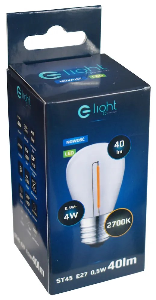 Dekorační LED žárovka E27 teplá 2700k 0,5w 40 lm