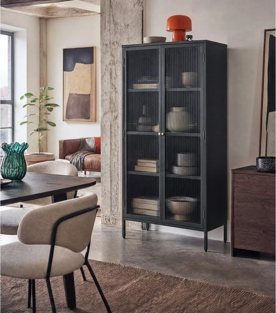 Tmavě zelená kovová vitrína 90x190 cm Bronco – Unique Furniture