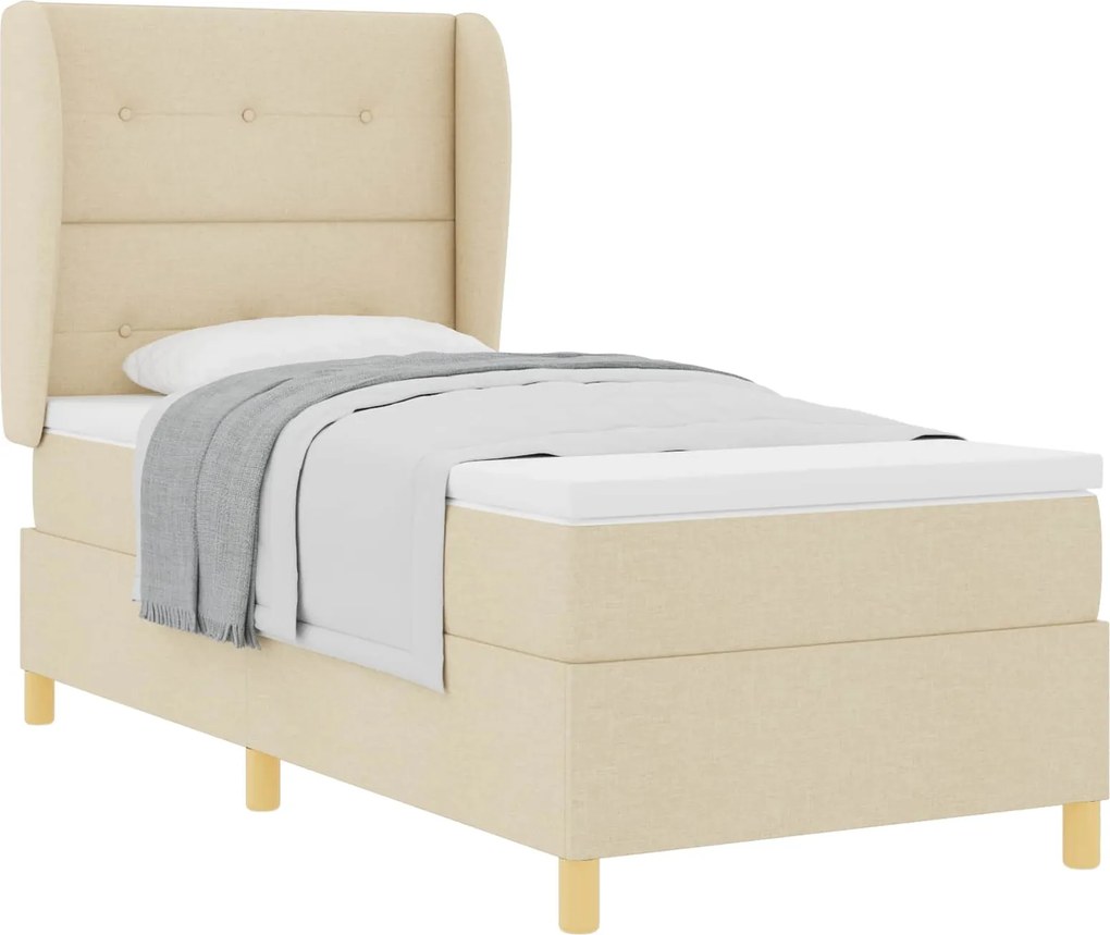 Postel s boxspringem s čelo Krémová 190 x 90 cm textil 3340730