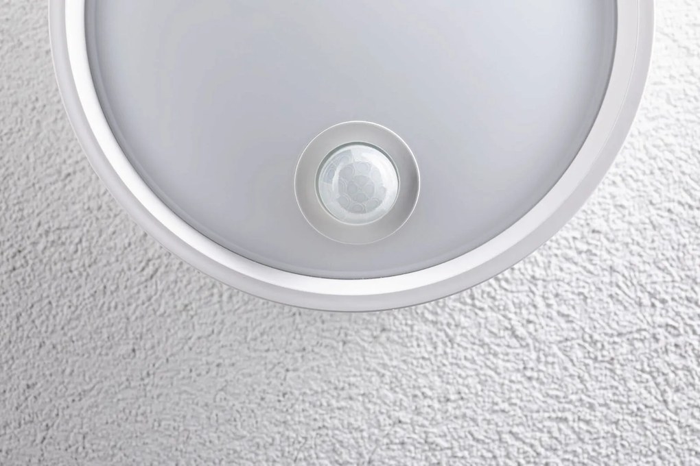 P 94699 LED venkovní nástěnné svítidlo Platomo pohybové čidlo IP44 kruhové 180mm 3000K 14,5W 230V bílá umělá hmota - PAULMANN