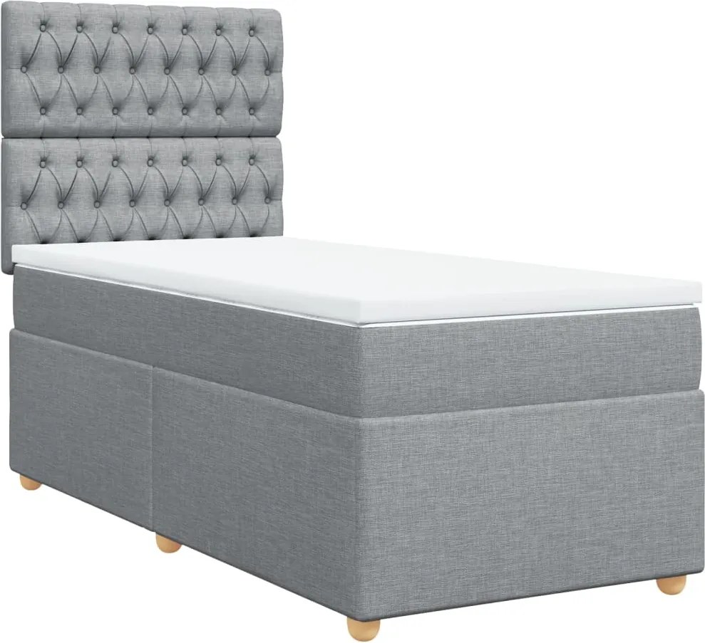 Box spring postel s matrací světle šedá 90x200 cm textil 3293470