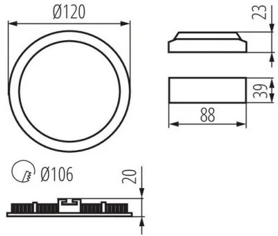 Podhledové LED svítidlo Kanlux ROUNDA V2LED 6W-WW-B teplá bílá 33562