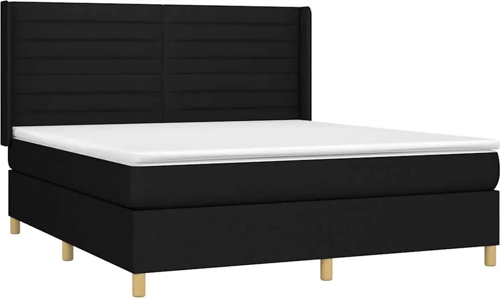 Box spring postel s matrací a LED černá 160x200 cm textil 3138967