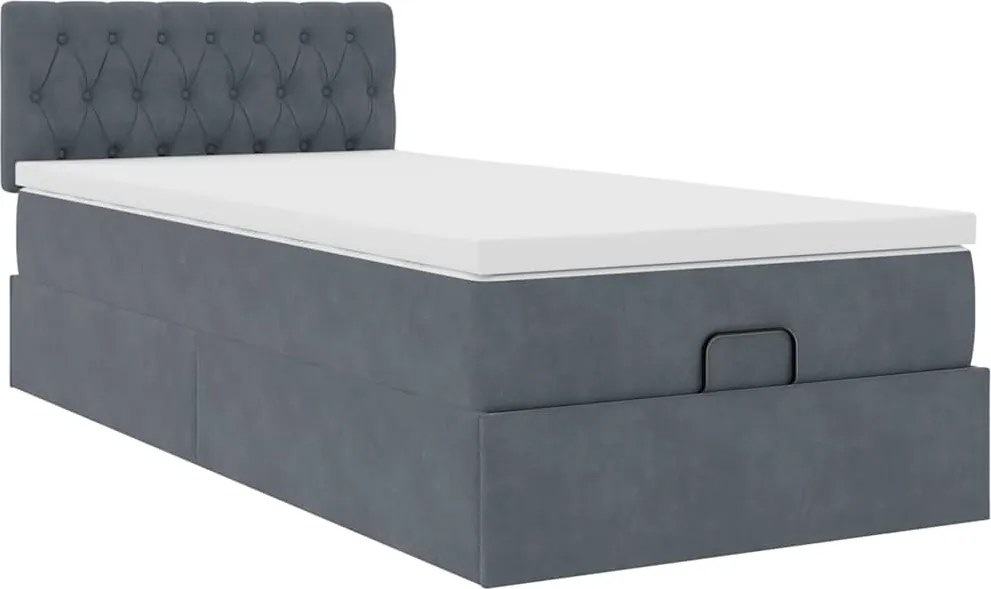 Osmanský rám postele s matrací tmavě šedá 80x200cm samet 3312657
