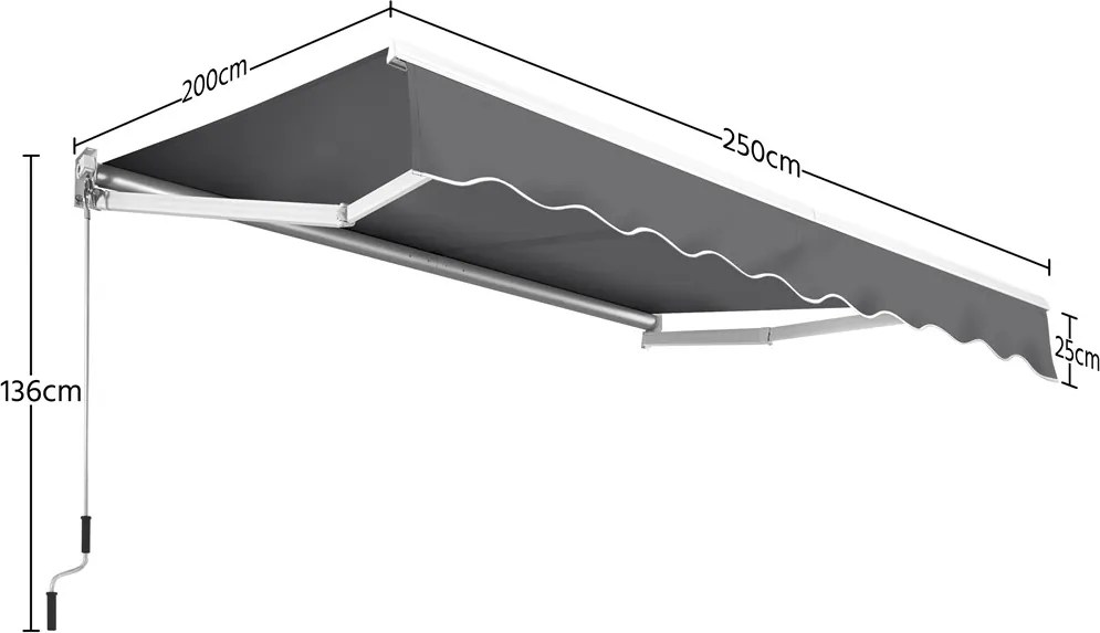 Markýza Yaheetech – tmavě šedá, 250 × 200 cm (257325163274)