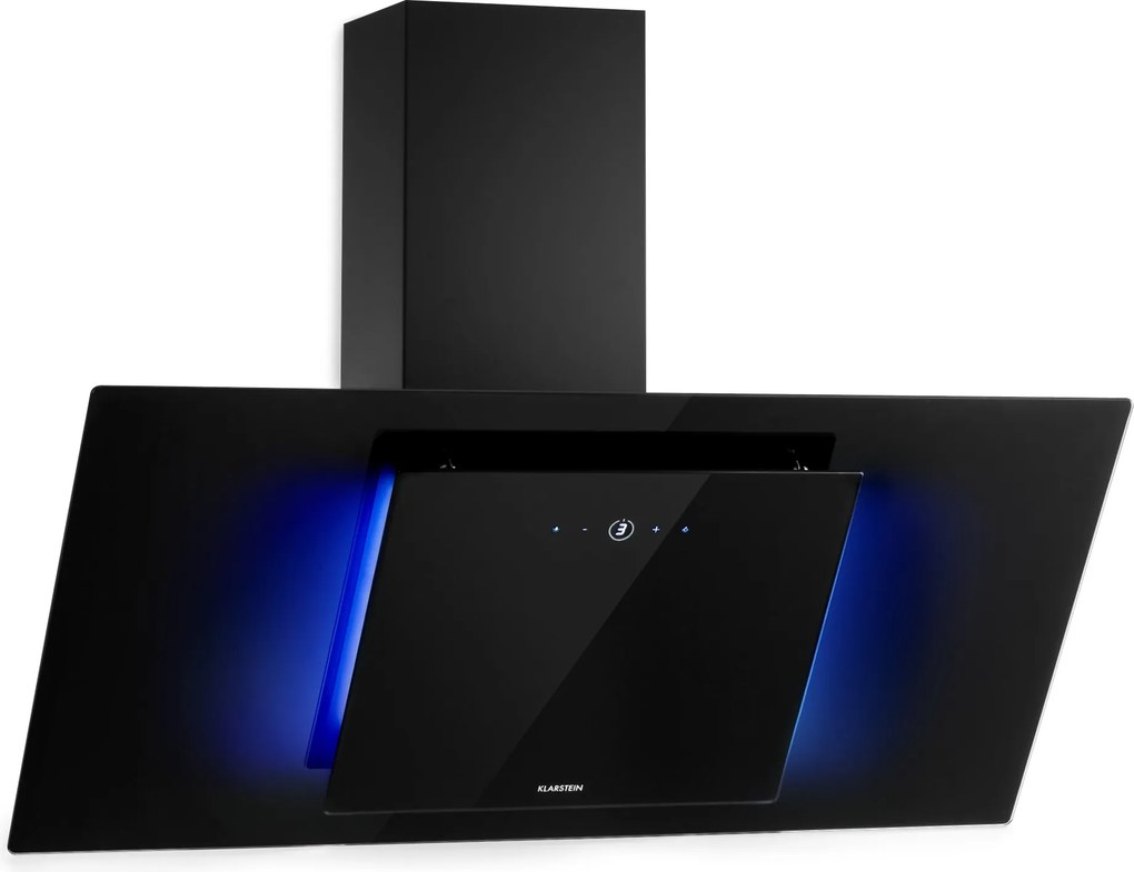Klarstein Eleonora 90, digestoř, 90 cm, nástěnná, 420 m³/h, dotykový panel, LED, A++, černá