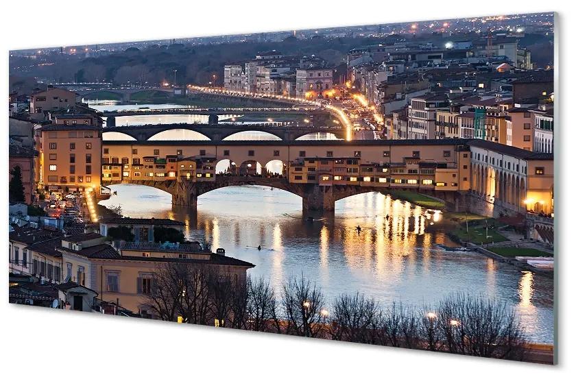 Obraz na skle Italy Bridges noc řeka 100x50 cm