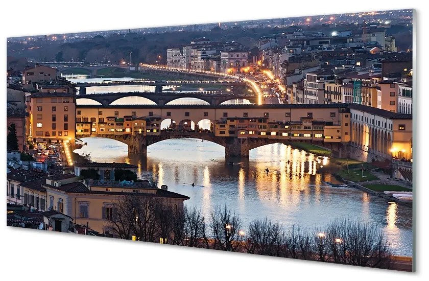 Obraz na skle Italy Bridges noc řeka 140x70 cm