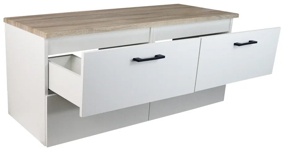 Comodo Koupelnová skříňka pod deskové umyvadlo Agria NEW W 120-HD - bílá/dub sonoma