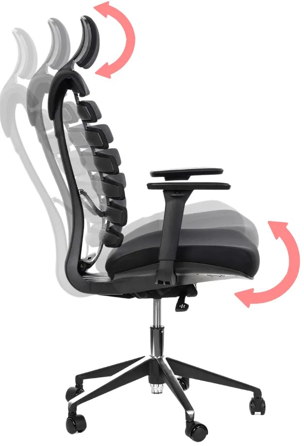 MERCURY Ergonomická kancelářská židle LOMAX - černá látka / nosnost 150 kg