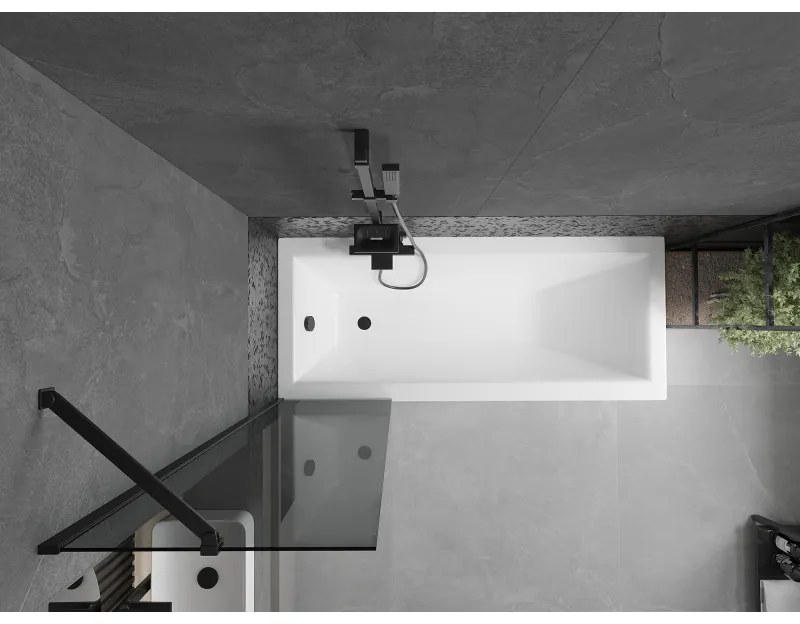 Mexen Next, vanová zástěna 1-křídlová 50 x 150 cm, fixní křídlo, 6 mm šedé sklo, černý profil, 895-050-000-00-40-70