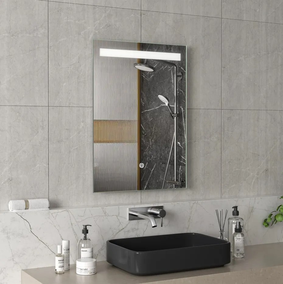 Erga Scarlet, obdélníkové LED zrcadlo 50x70cm, 345 lm, 3 barvy světla, přední osvětlení, ERG-V01-128-5070-00