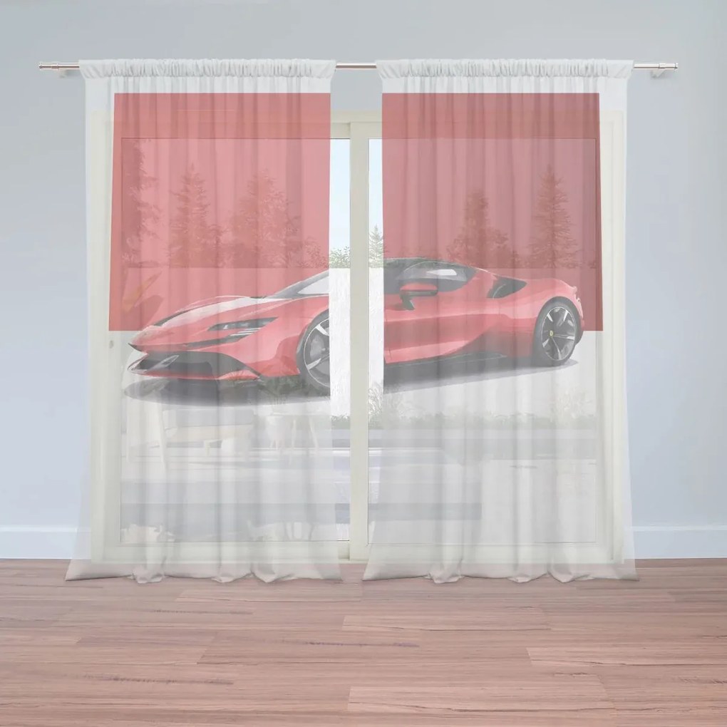 Sablio Záclony Ferrari na červenobílé: 2ks 150x250cm