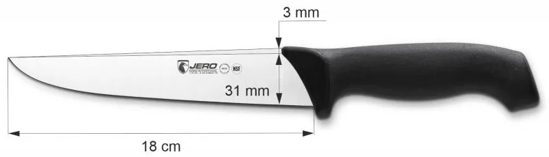 KOLIMAX Kuchyňský nůž JERO 18 cm/31 mm, rukojeť z černého elastomeru