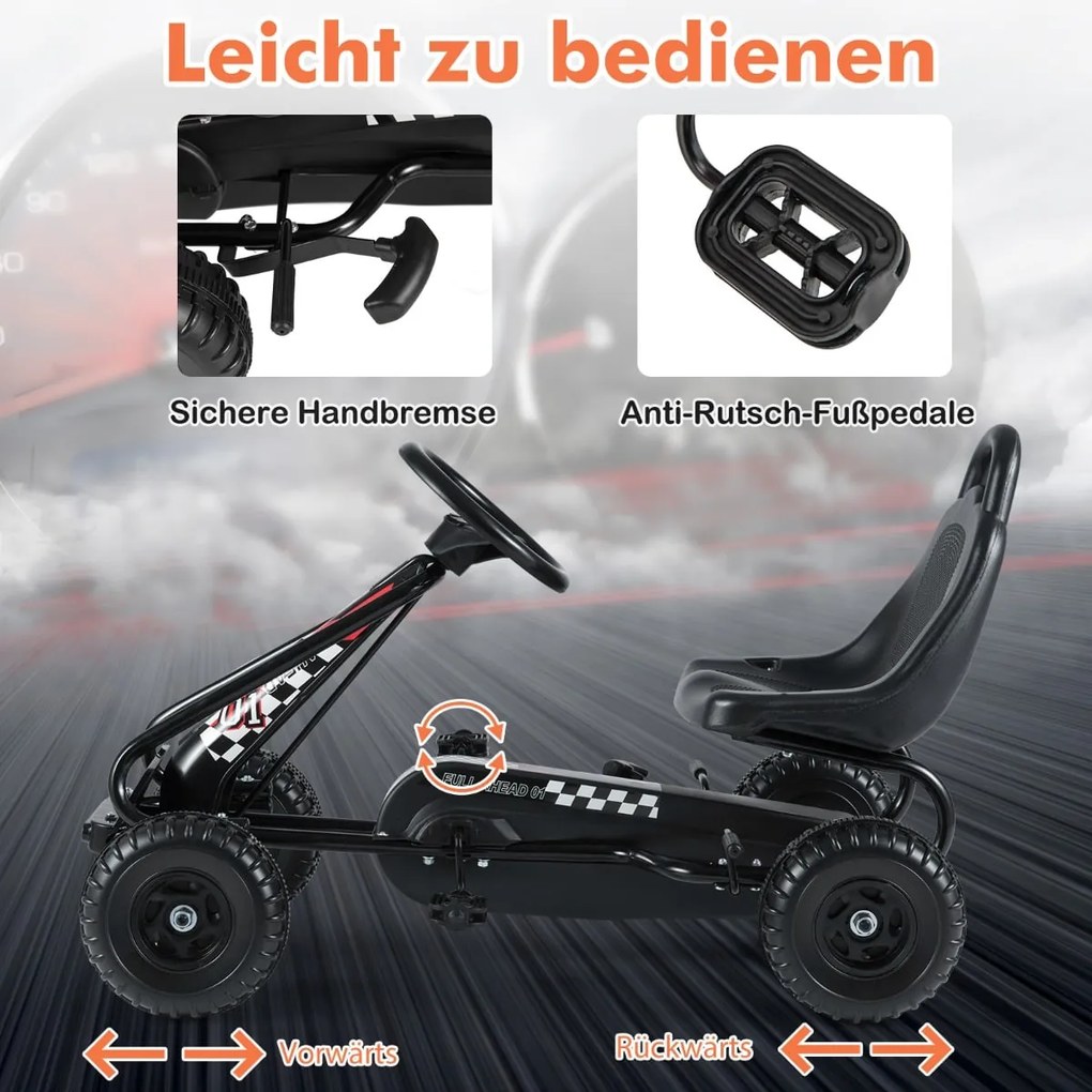 Costway Motokára s nastavitelným sedadlem a ruční brzdou, šlapací