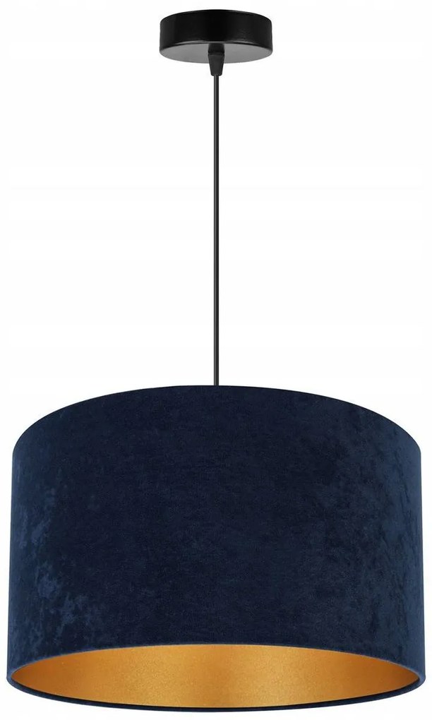 Závěsné svítidlo Mediolan, 1x tmavěmodré/zlaté textilní stínítko, (fi 35cm)