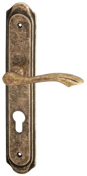 AC-T SERVIS Dveřní klika RUSTIK patina bronz - oválné štítové kování 72 mm Provedení štítu: PZ - fabkový klíč