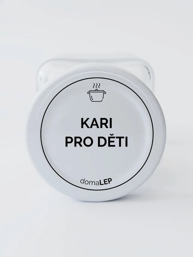 Samolepka na kořenky KARI INDICKÉ KARI PRO DĚTI průhledná 5 cm tučné písmo