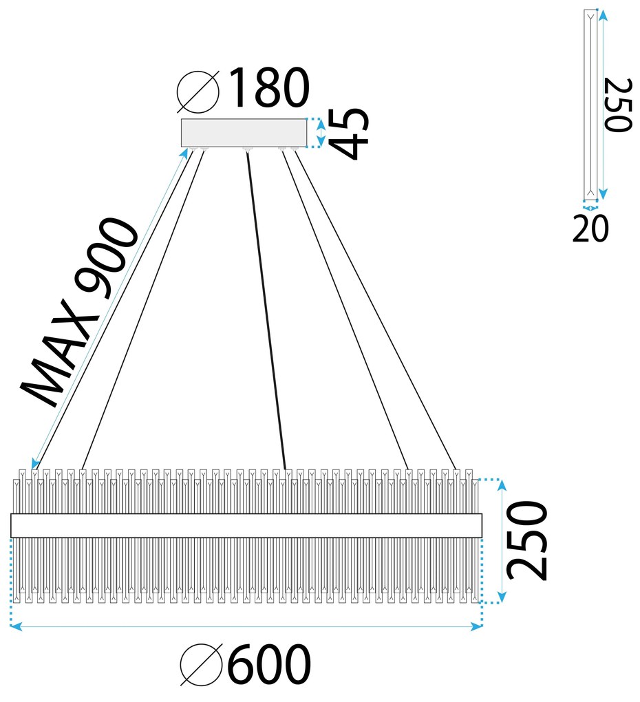 Toolight Toolight, LED křišťálové stropní svítidlo 60cm, APP1515-CP60, zlatá matná, OSW-03263
