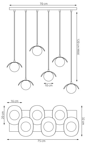 Lustr na lanku RITUAL 6xG9/8W/230V černá