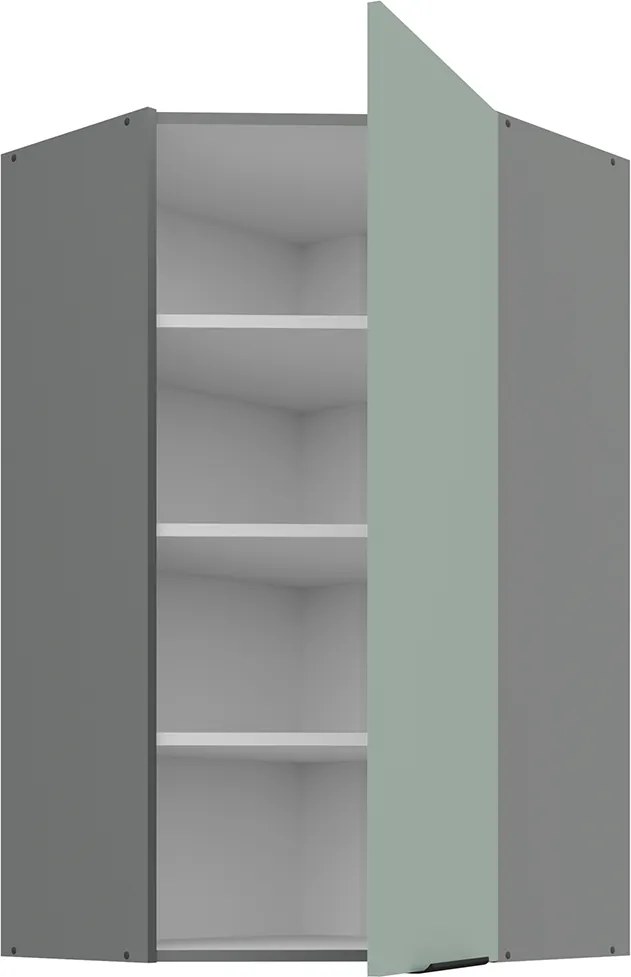 ARIA sa | horní kuchyňská skříňka 60x60 GN-108 1F (45°) rohová s policemi | 60x60 cm | EXTRA VYSOKÁ | antracit/aquamarine