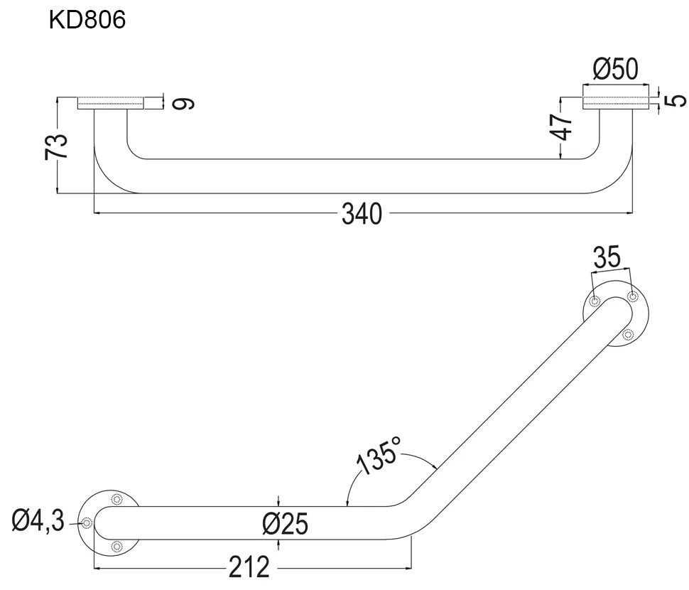 Mereo madlo vanové 20x20 cm nerez KD806