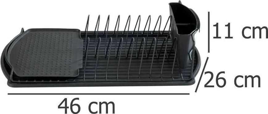 Odkapávač na nádobí BASIC, 47 x 26 cm, černý, WENKO