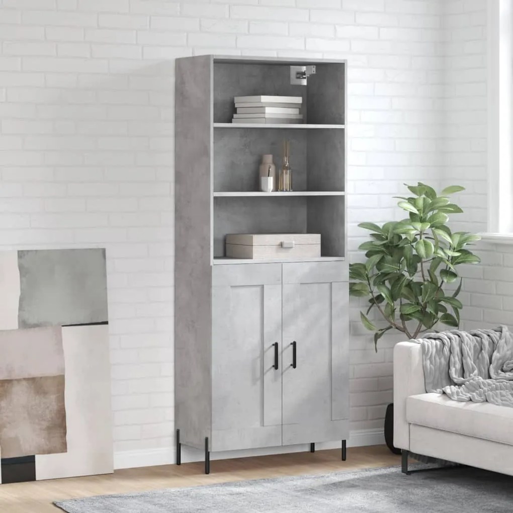 Skříň highboard betonově šedá 69,5x34x180 cm kompozitní dřevo 3189969
