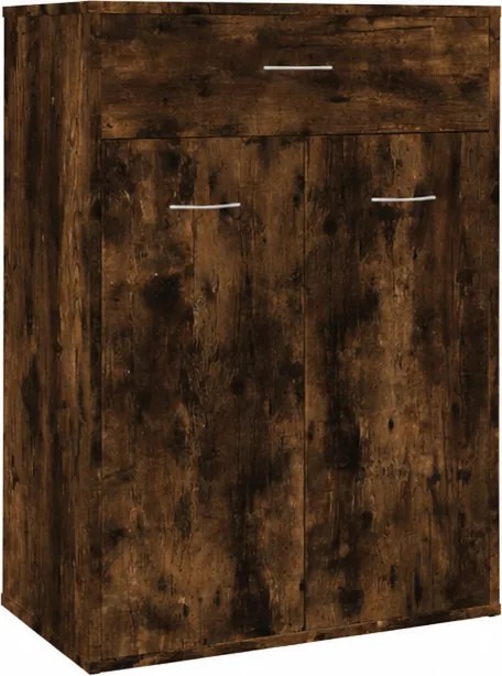 skříňka na boty, botník, 1 zásuvka, 2 dvířka, dřevo, 85x61x36 cm, kouřový dub, Dekorino BB20260064