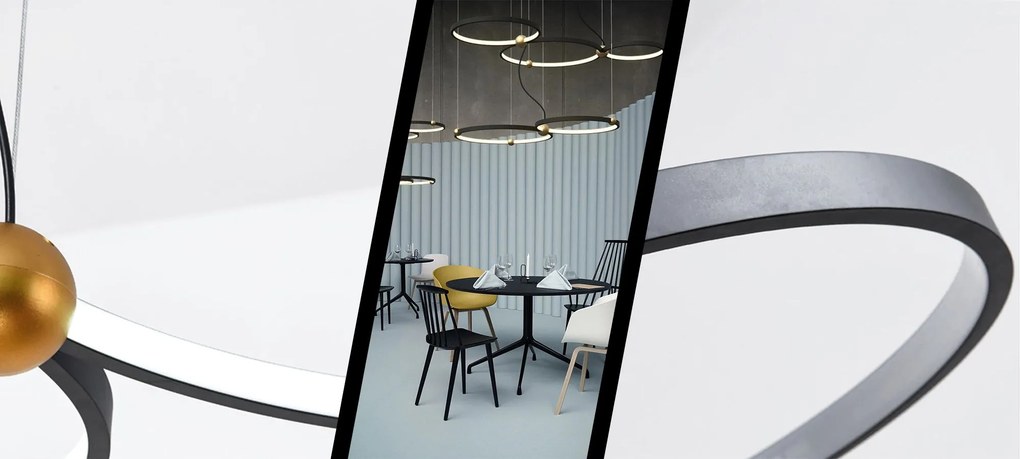 Toolight - Ring 30-40-50, LED závěsné svítidlo + dálkové ovládání APP752-30-40-50, černá, OSW-08889