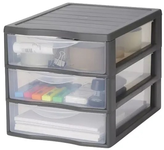 SUNDIS Úložný box se 3 zásuvkami, antracit, OFFICEMIX A4