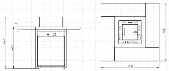 Planika Square Table GAS - Venkovní plynový krb 79,7x90 cm 10kW