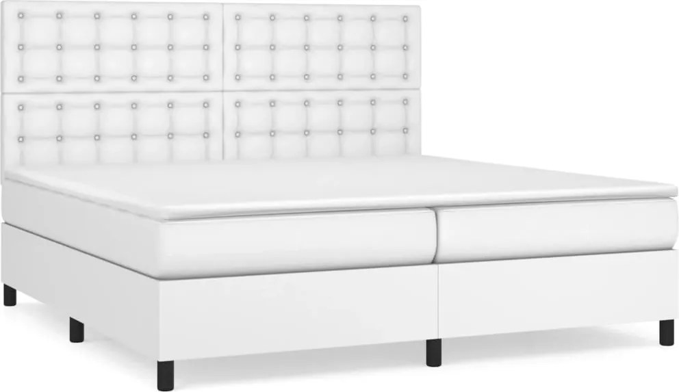 Box spring postel s matrací bílá 200x200 cm umělá kůže 3142864