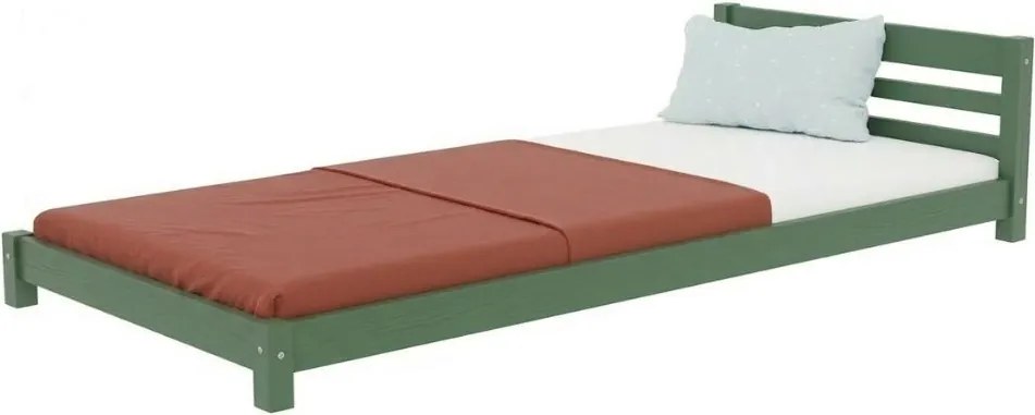 Benlemi Nízká dětská jednolůžková postel TULY s čelem Zvolte barvu: Pastelově růžová, Zvolte rozměr: 90x190 cm, Zvolte zábranu: S otevřeným vstupem