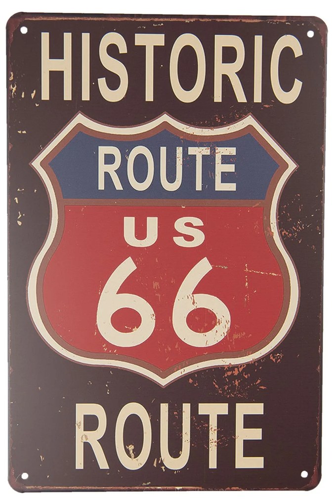 Nástěnná kovová cedule Historic route 66 - 20*30 cm