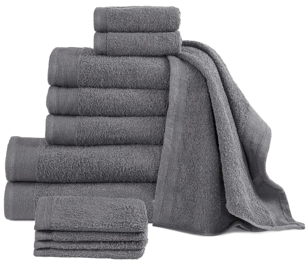 134674 vidaXL 12dílná sada ručníků a osušek bavlna 450 g/m² antracitová