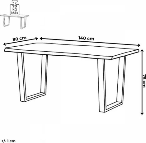 Jídelní stůl 140 × 80 cm staré dřevo | Industriální U podnož pro 4–6 osob