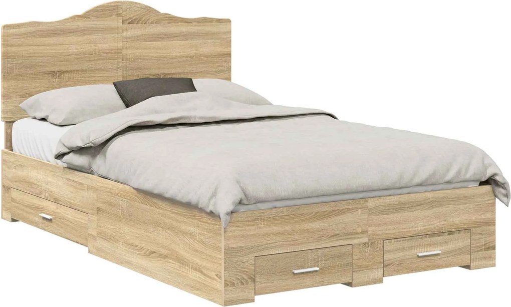 Rám postele s čelo Sonoma dub 120 x 200 cm Kompozitní dřevo 3413623