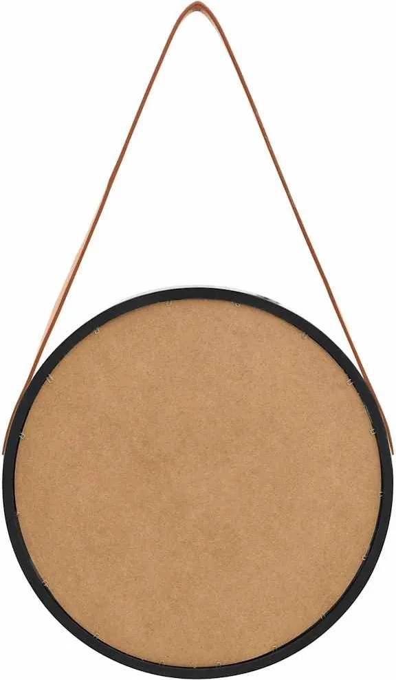 Nástěnné zrcadlo s popruhem 40 cm černé 320363