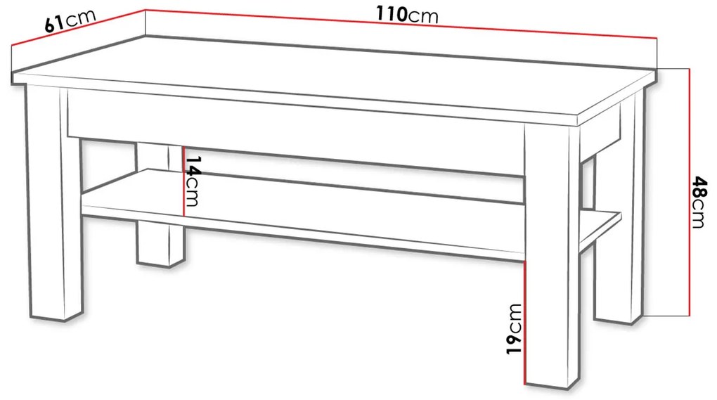 Konferenční stolek TAKA 2 - dub sonoma