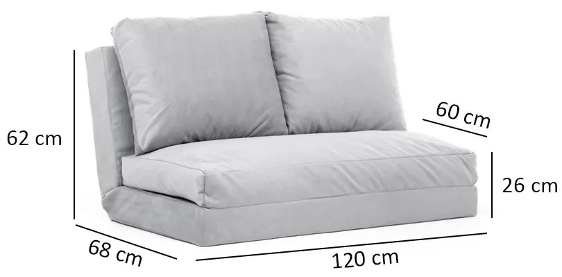 Hanah Home Rozkládací futonová pohovka TAIDA šedá 859FTN1270