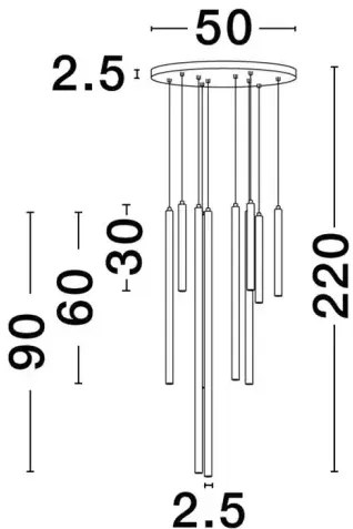 LED lustr Trimle 50 zlatá