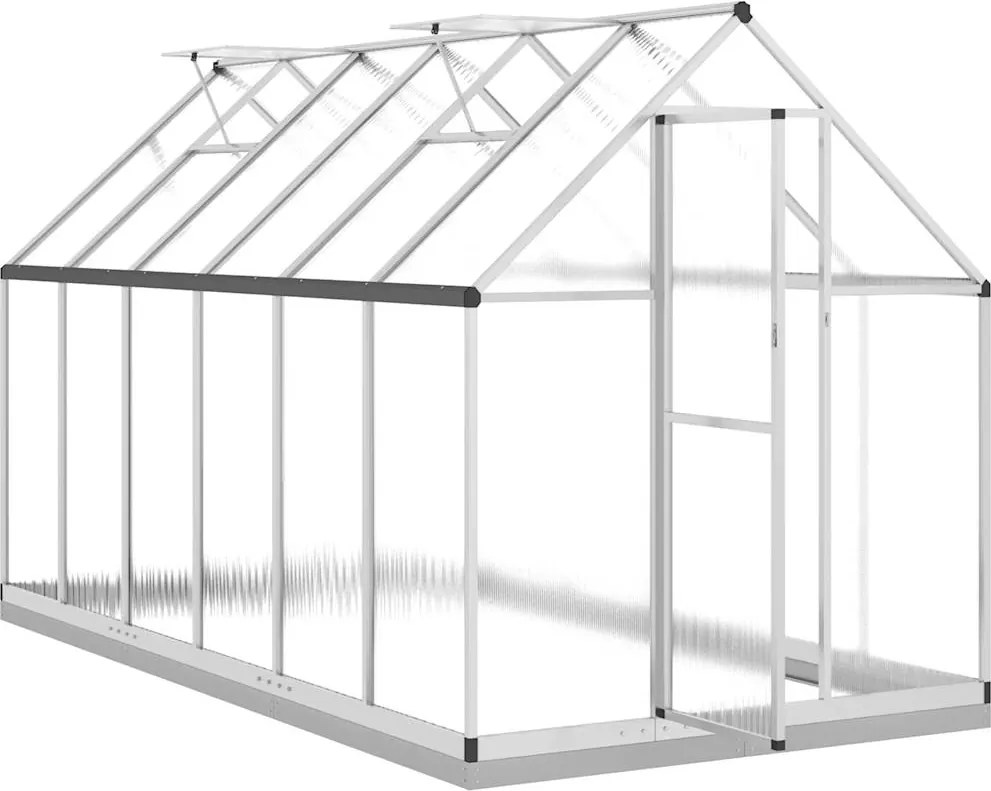Skleník s podkladovým rámem stříbrný 334 x 169 x 202 cm hliník 3266329