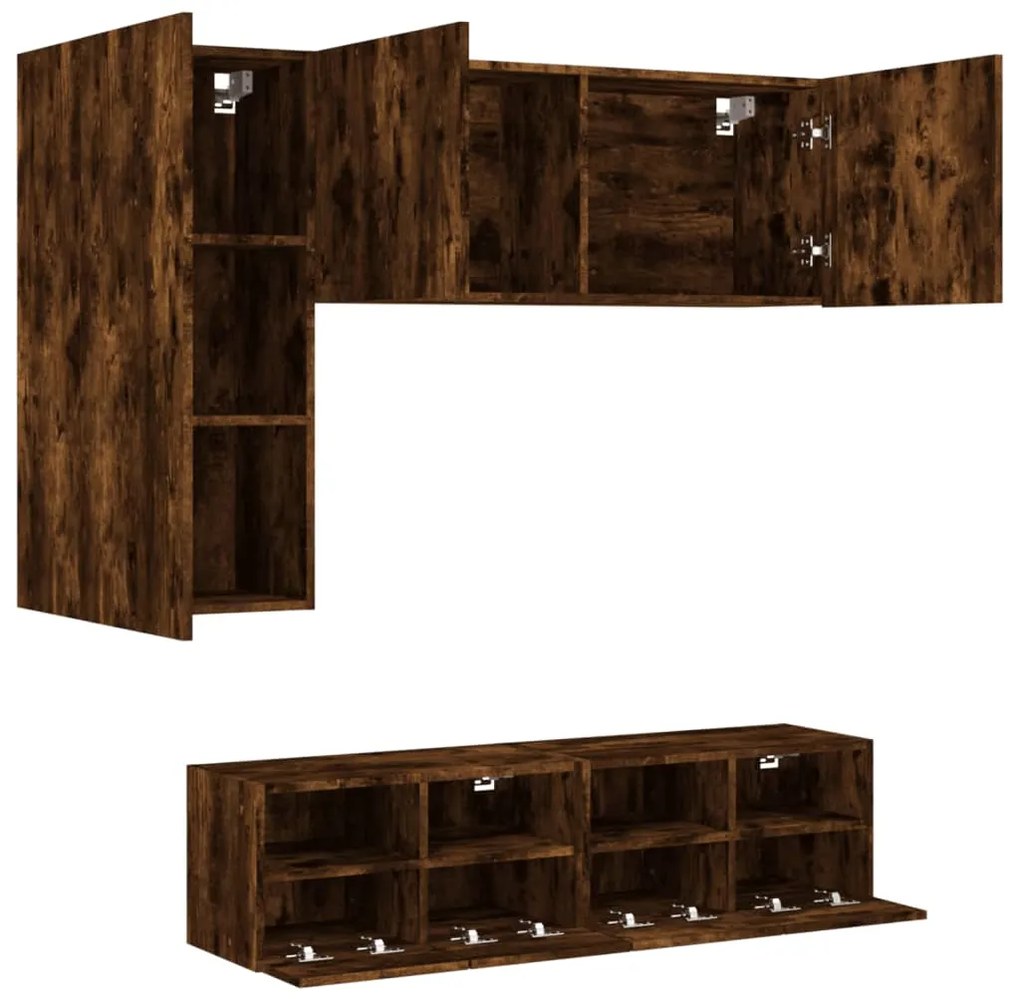 4dílná obývací stěna kouřový dub kompozitní dřevo - Default Title