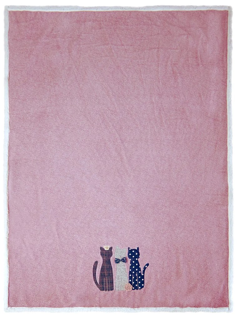 Růžový pléd s kočičkami Olli  - 130*160 cm