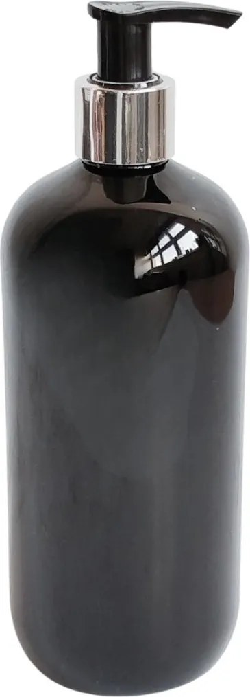 Dávkovač na mýdlo 500 ml černý s černo-stříbrnou pumpičkou BELA