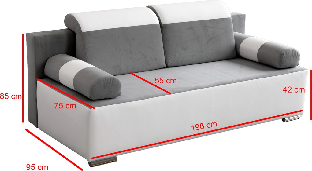 Eka Pohovka UNO, 197 cm Barva látky: Hnědá s hnědou Eko kůží (Lux 11 + Hnědá Eko kůže 15)