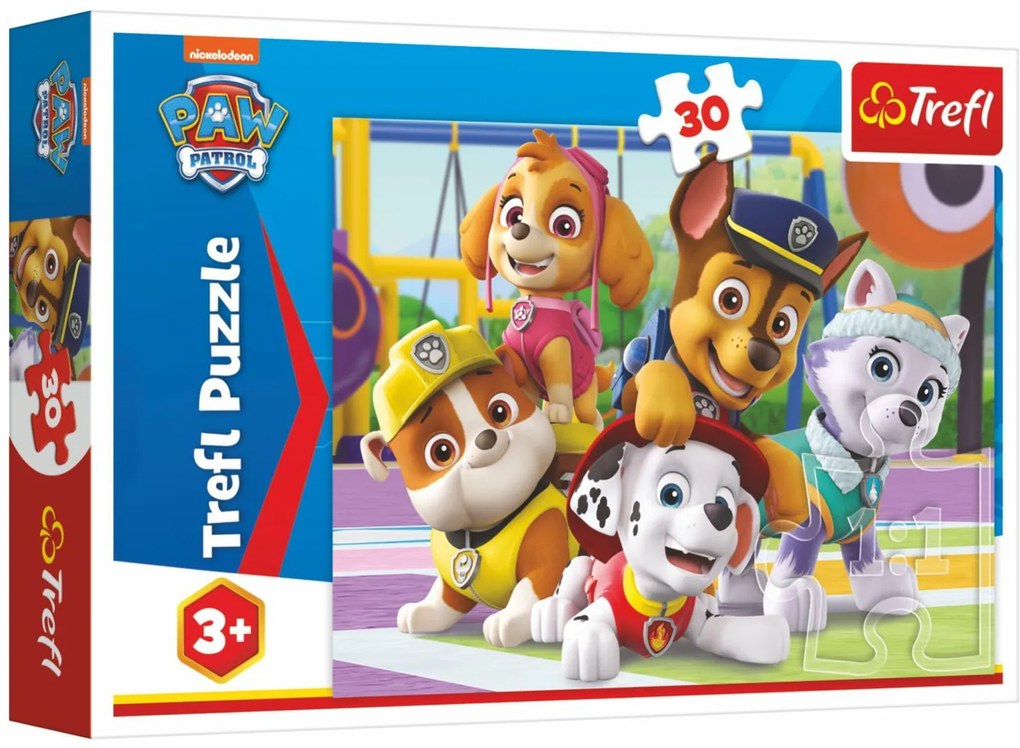 Trefl Puzzle Tlapková patrola vždy včas/Paw Patrol 27x20cm 30 dílků v krabičce 21x14x4cm