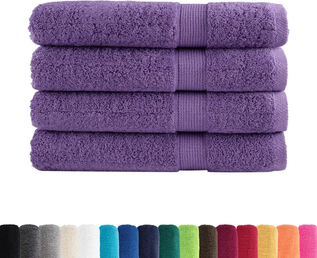 Premium ručníky SOLUND 4 ks fialové 80 x 200 cm 600 g/m² 137363